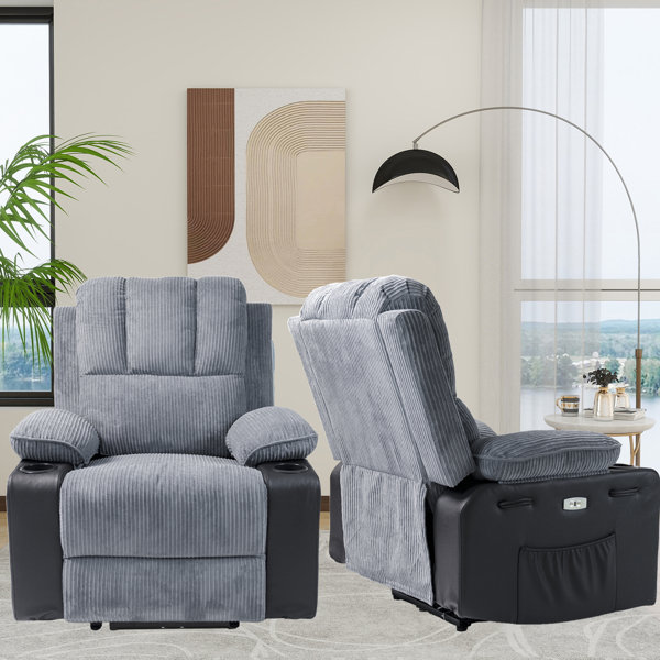 Brayden Studio Carmaletta 85cm Wide Electric Recliner Chair w/ Heating Vibration Massage Storage ...